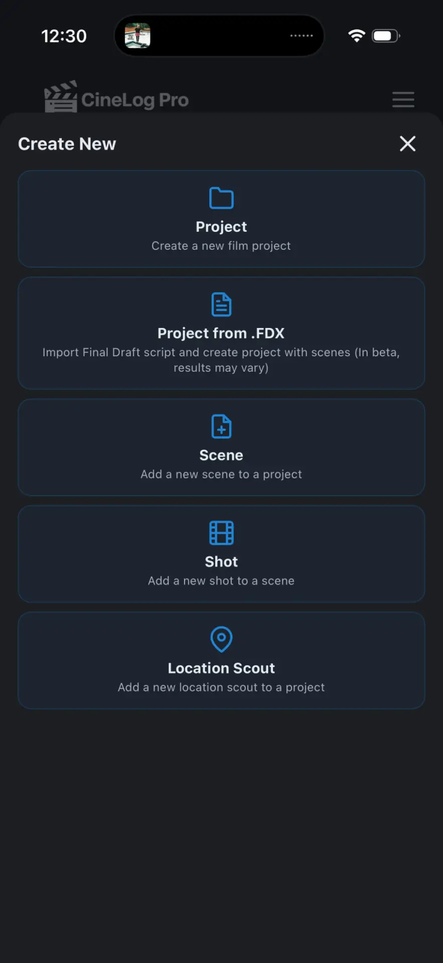 Create a New Shot - CineLog Pro - Shot List App